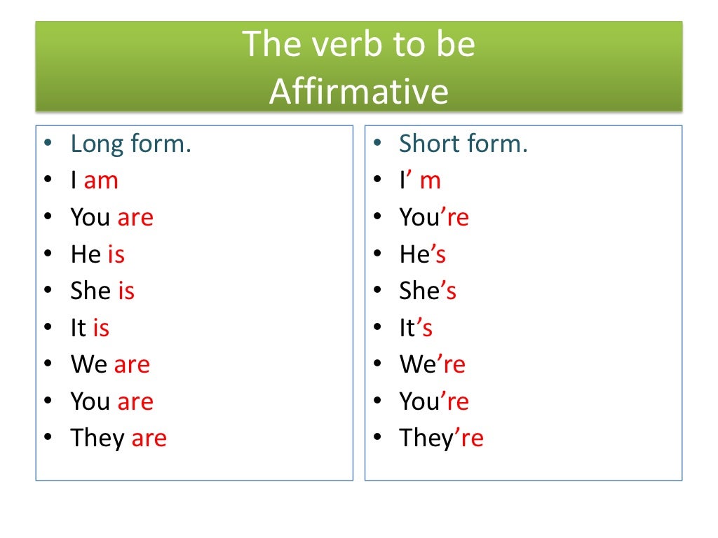 The verb to be