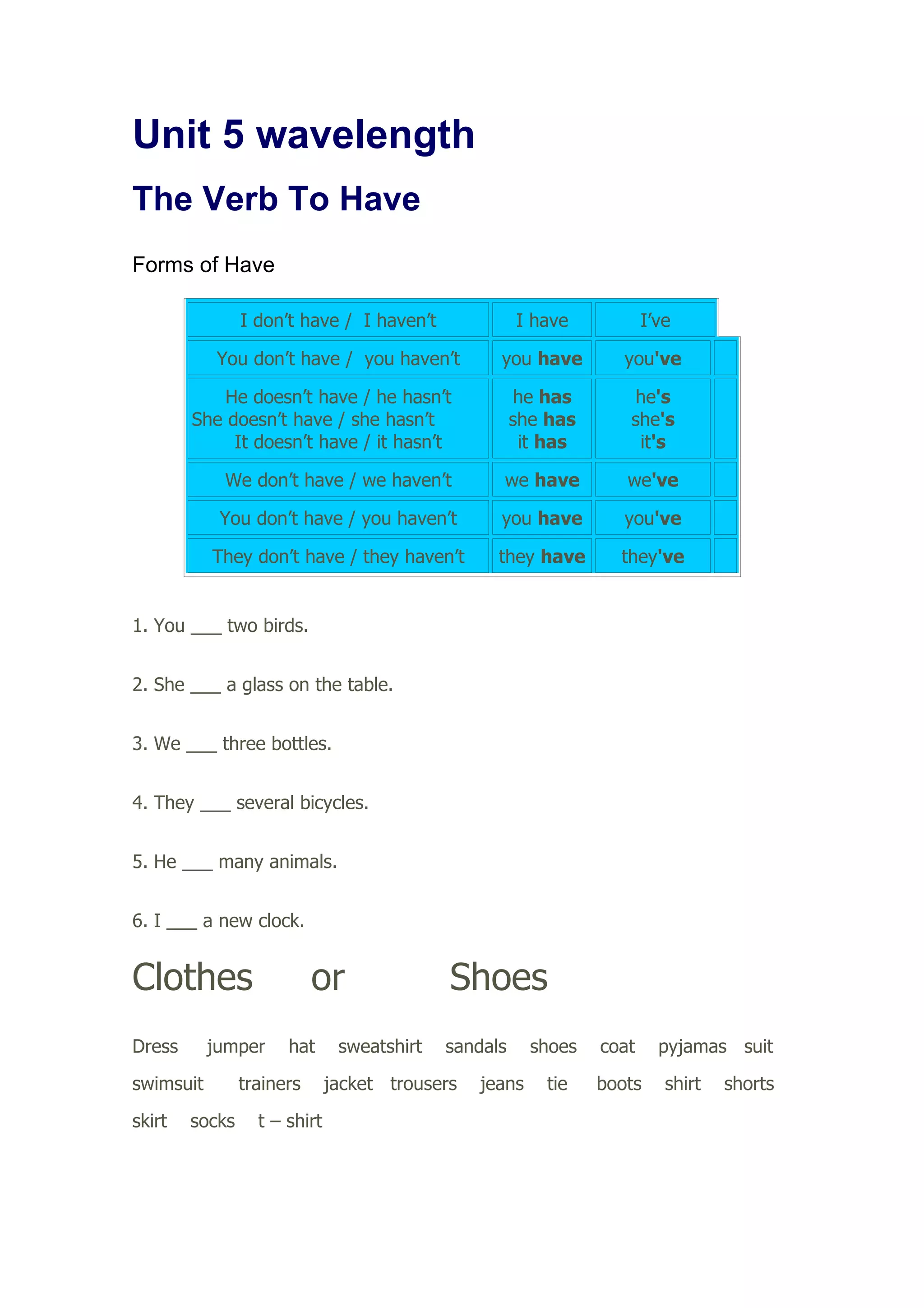 The verb to have | DOC