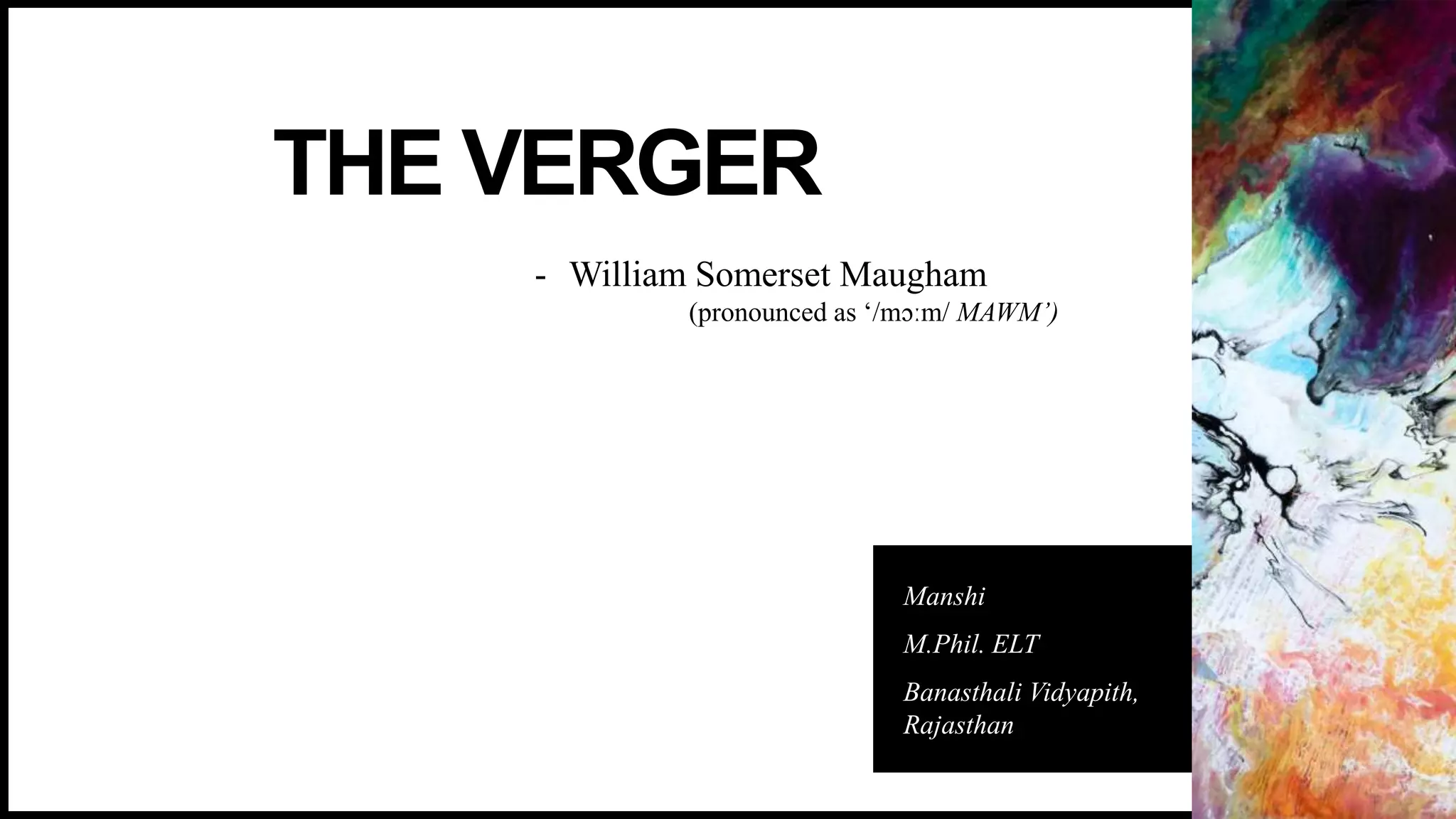The Verger by Somerset Maugham | PPTX