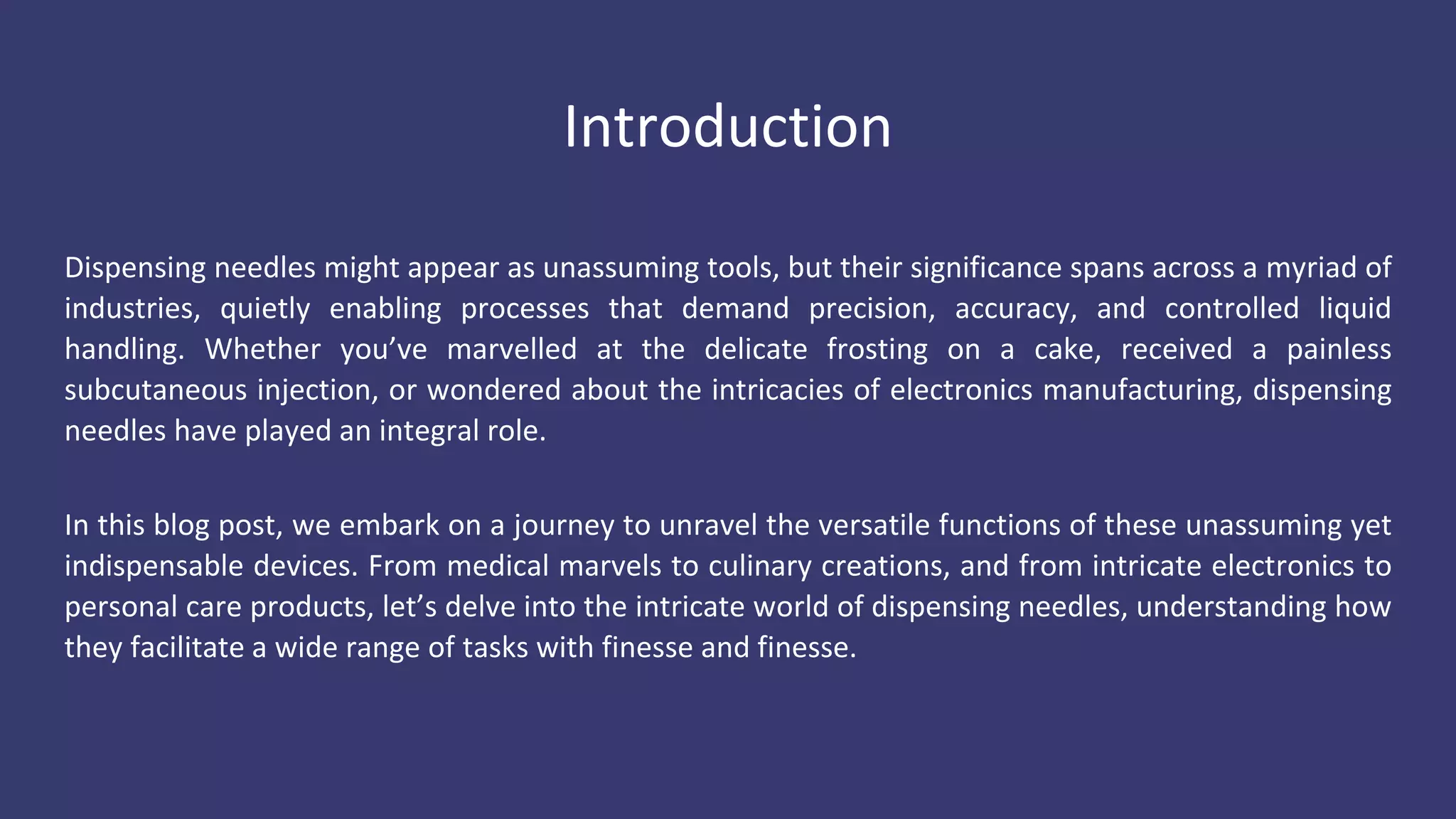 The Versatile Functions of Dispensing Needles | PPT