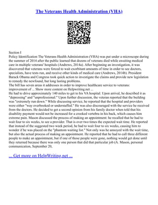 The Veterans Health Administration (VHA) | PDF