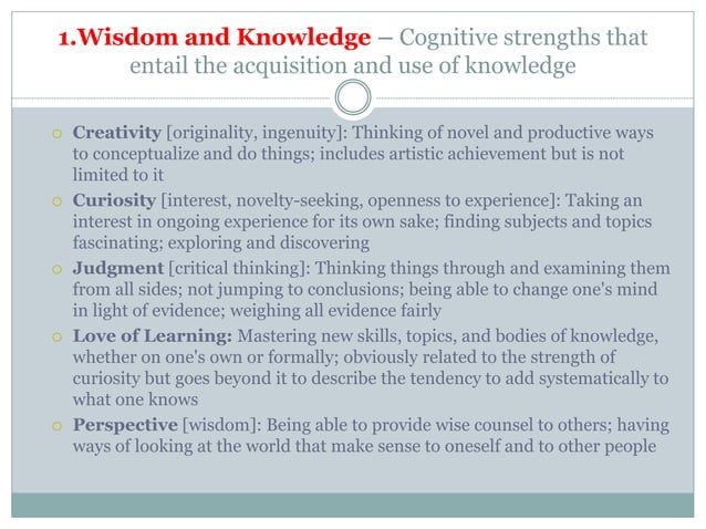 The via® classification of character strengths | PPTX | Spirituality ...