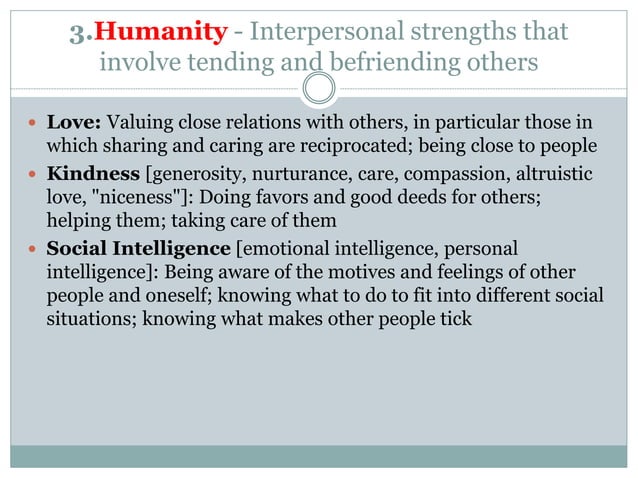 The via® classification of character strengths | PPTX | Spirituality ...