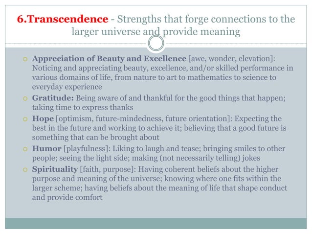 The via® classification of character strengths | PPTX | Spirituality ...
