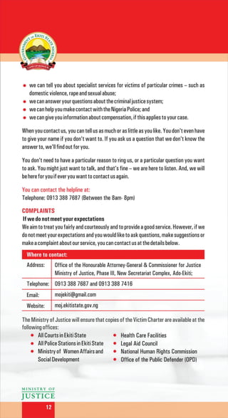 The Victim Charter: A Statement Of Right For Victims Of Crime In Ekiti ...