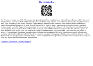 The Victorian Era Essay Examples | PPT