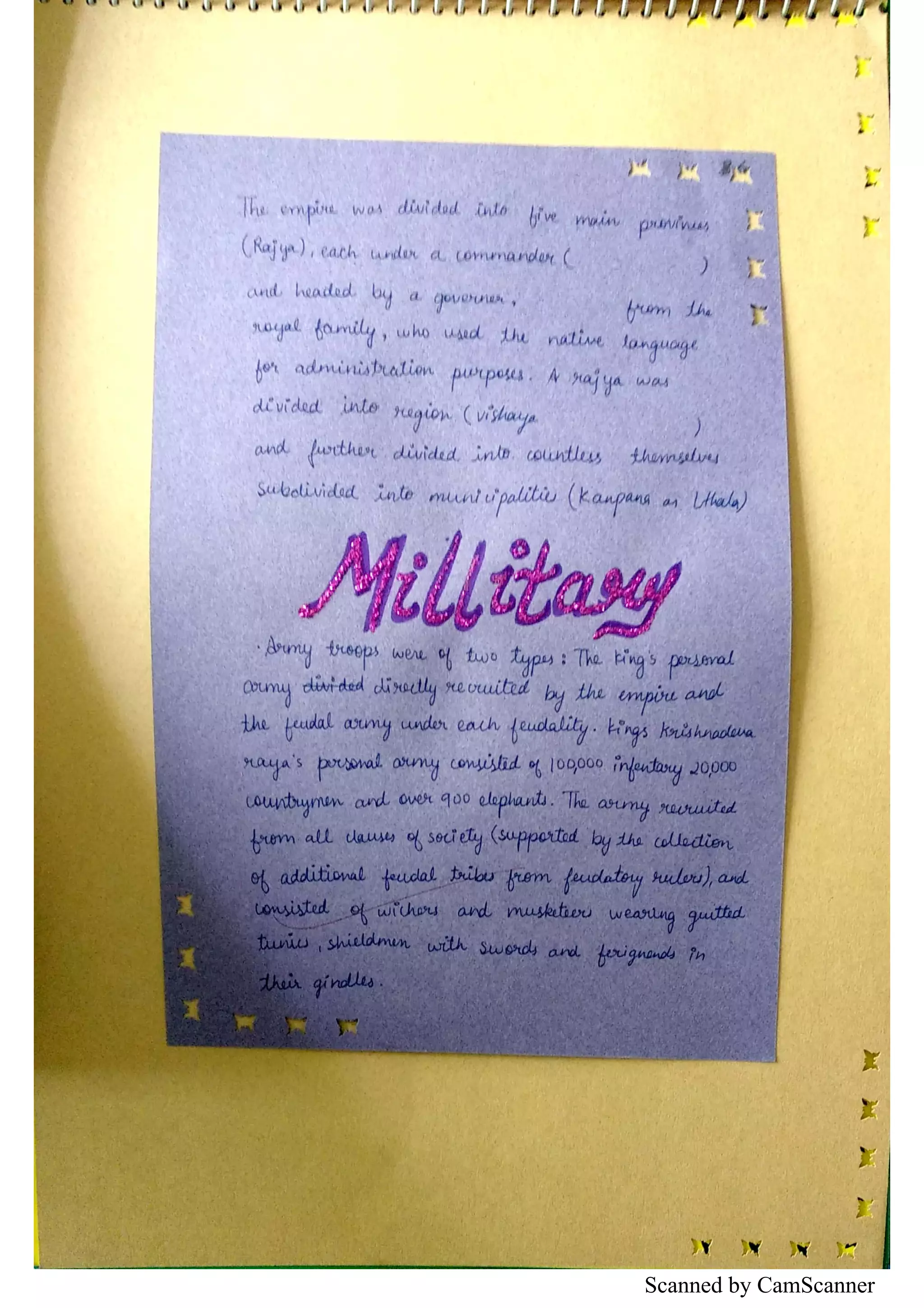 The vijayanagar empire History Project Class 12 CBSE | PDF