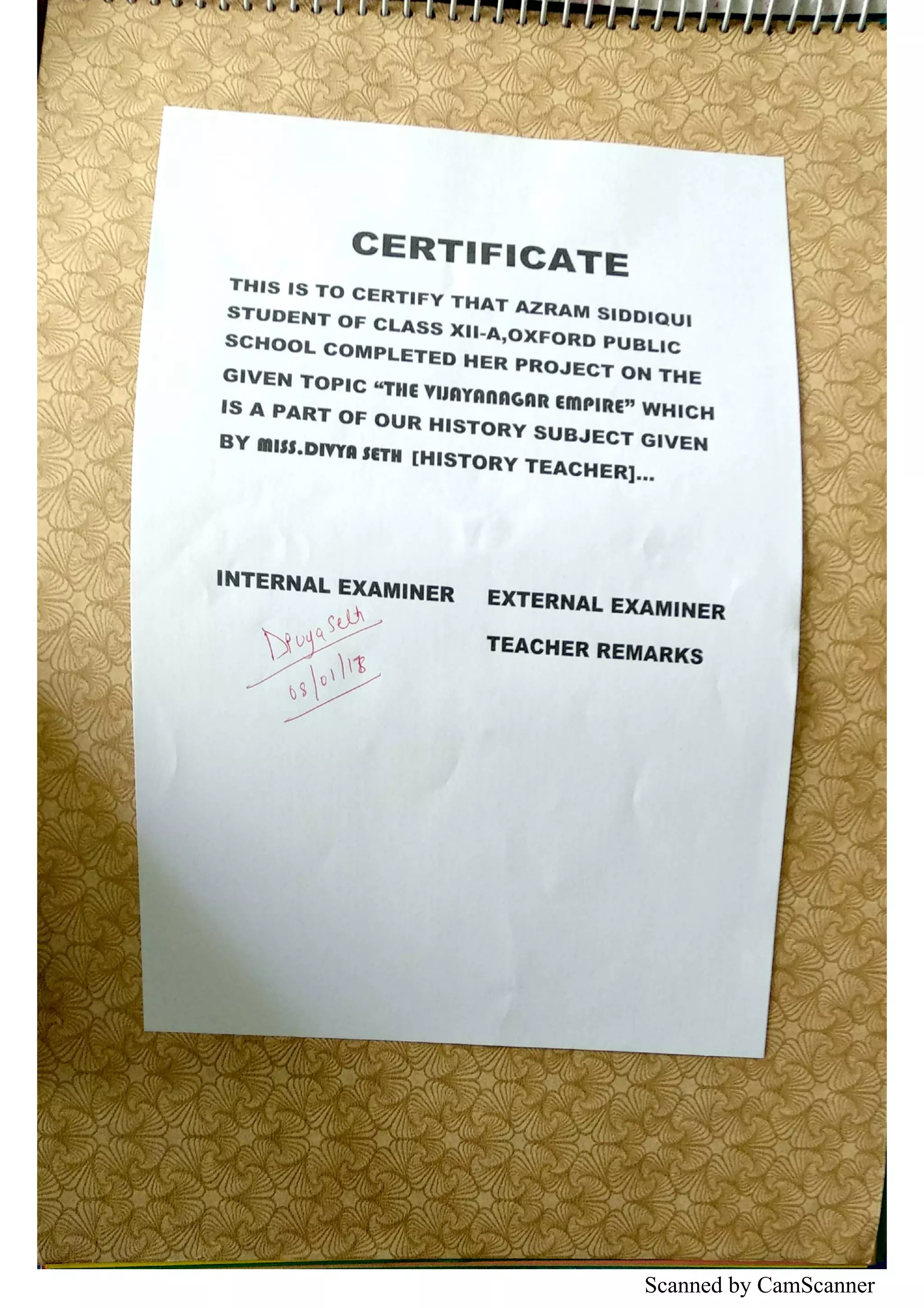 The vijayanagar empire History Project Class 12 CBSE | PDF