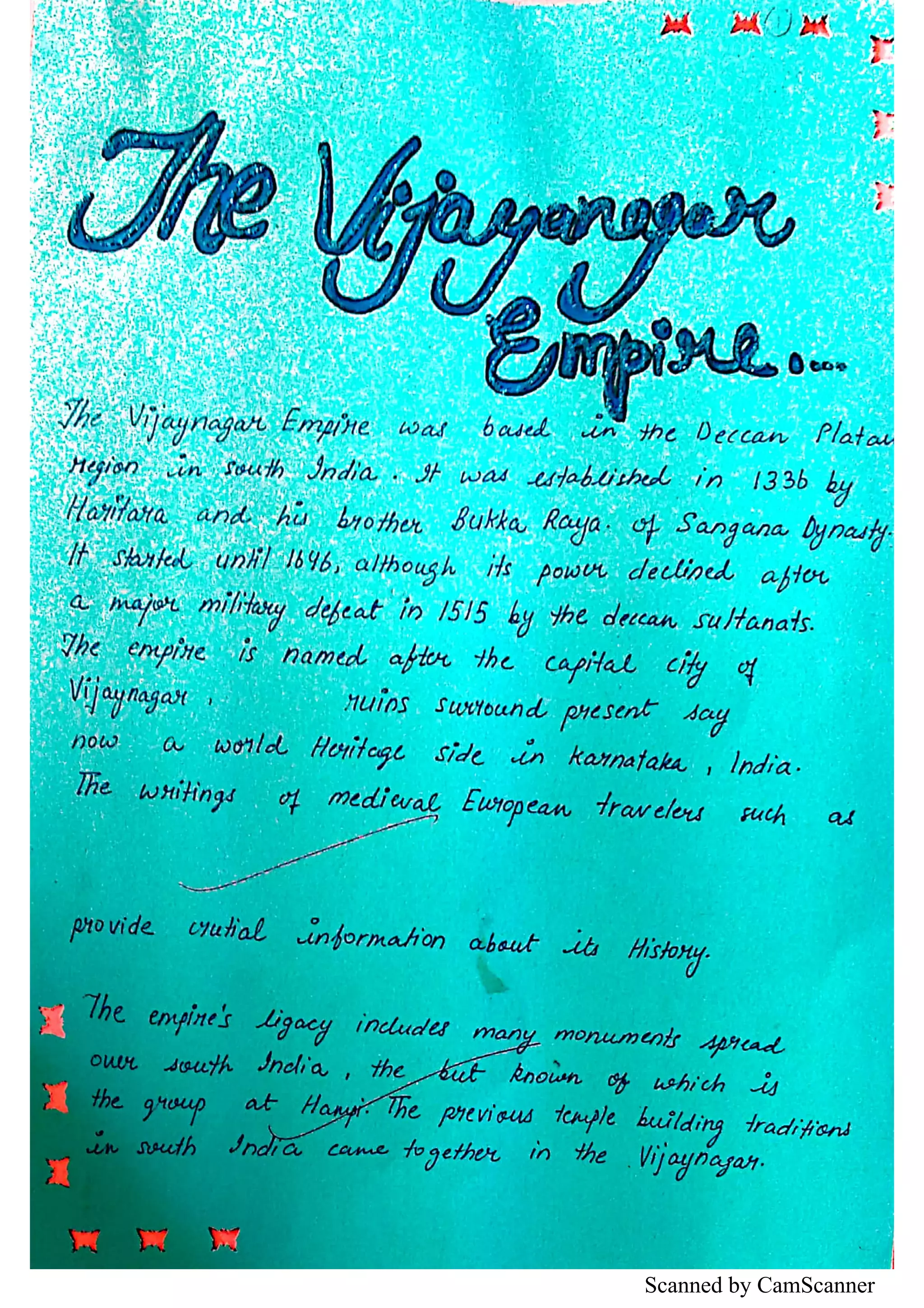 The vijayanagar empire History Project Class 12 CBSE | PDF