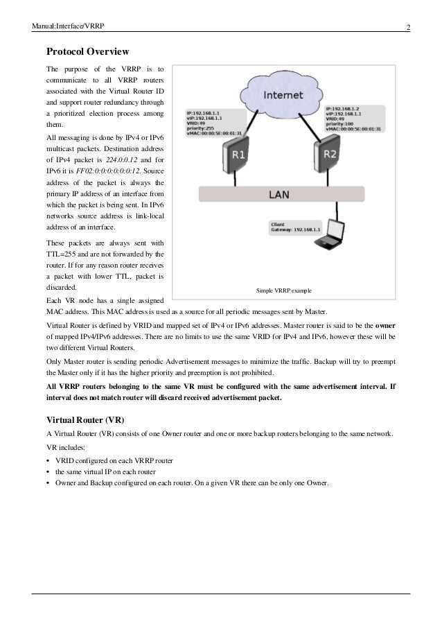 The Virtual Router Redundancy Protocol (VRRP) - Solution Overview