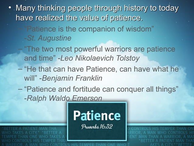 The virtue of patience | PPT | Christianity | Religion & Spirituality