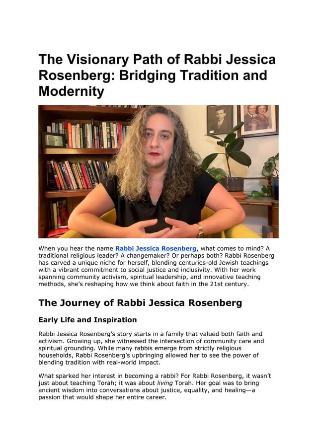 The Visionary Path of Rabbi Jessica Rosenberg_ Bridging Tradition and ...