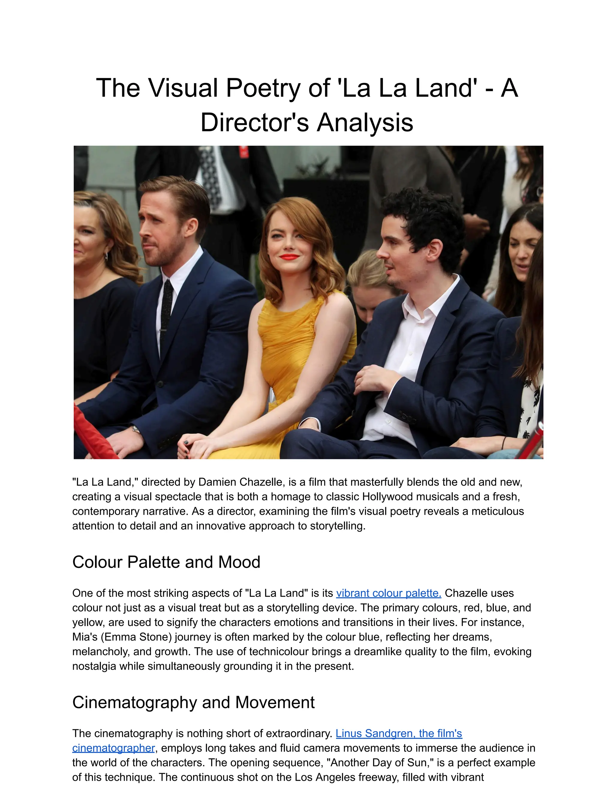 The Visual Poetry of 'La La Land' - A Director's Analysis | PDF