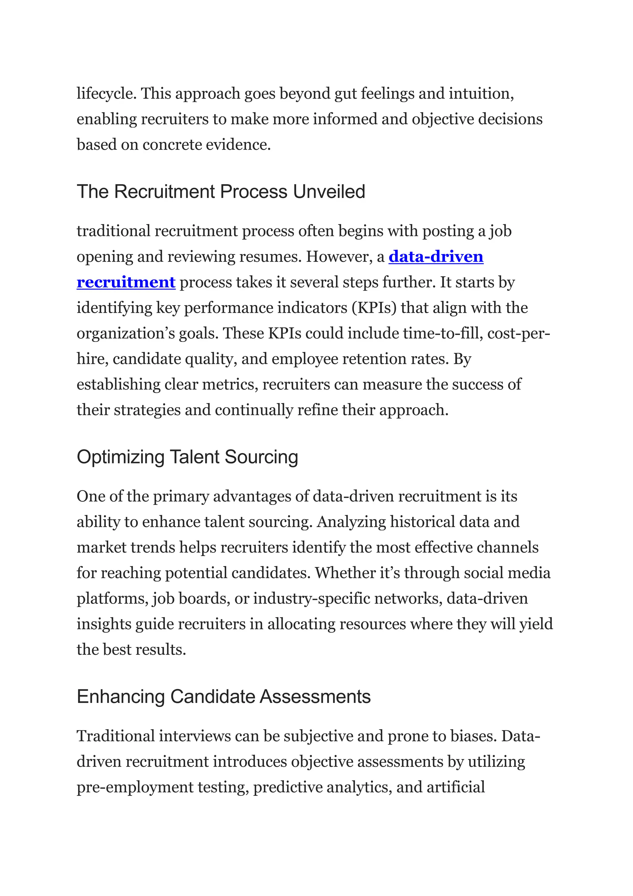 The Vital Role Of Data Driven Strategies In Todays Recruitment Landscape Pdf 