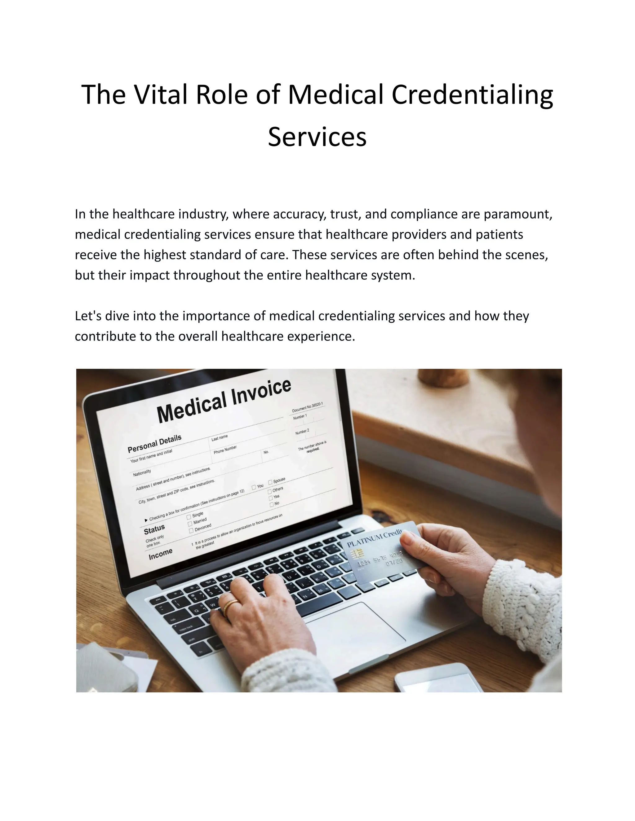 The Vital Role of Medical Credentialing Services | PDF