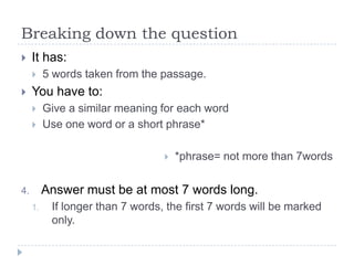 The vocabulary question classslides | PPT