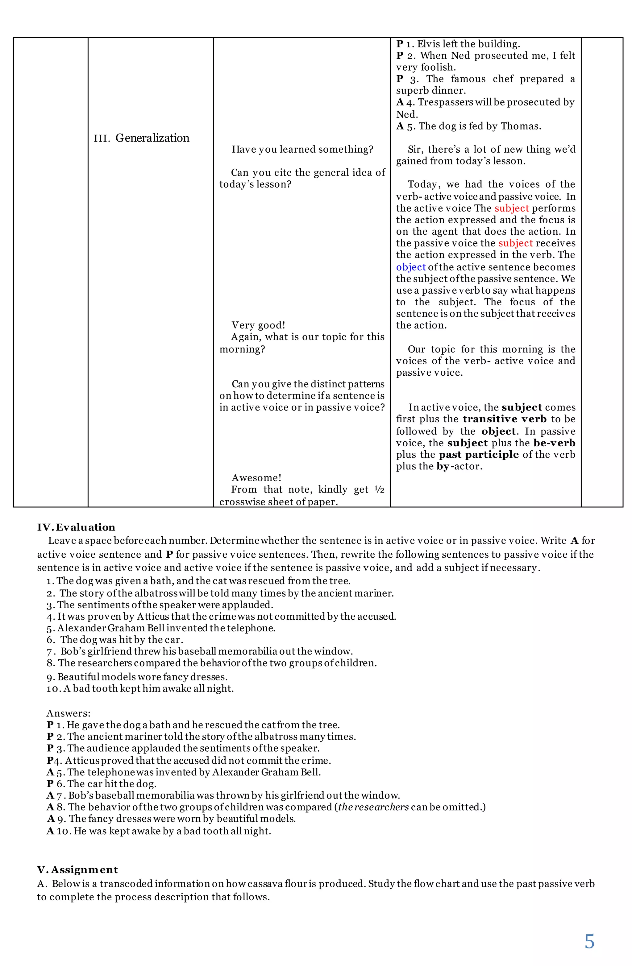 Detailed Lesson Plan on Active and Passive Voice | DOCX