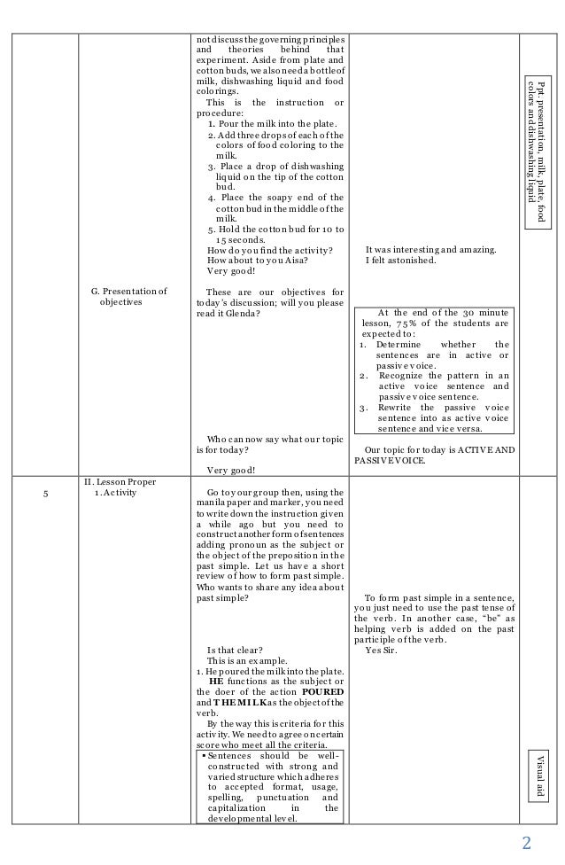 Detailed Lesson Plan On Active And Passive Voice Detailed Lesson Plan On Active And Passive Voice
