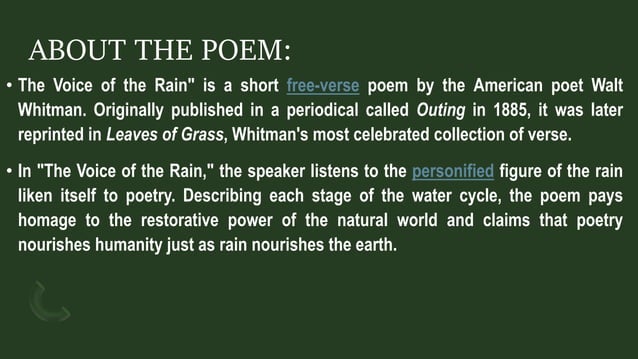 The voice of the rain | PPTX | Weather | Science