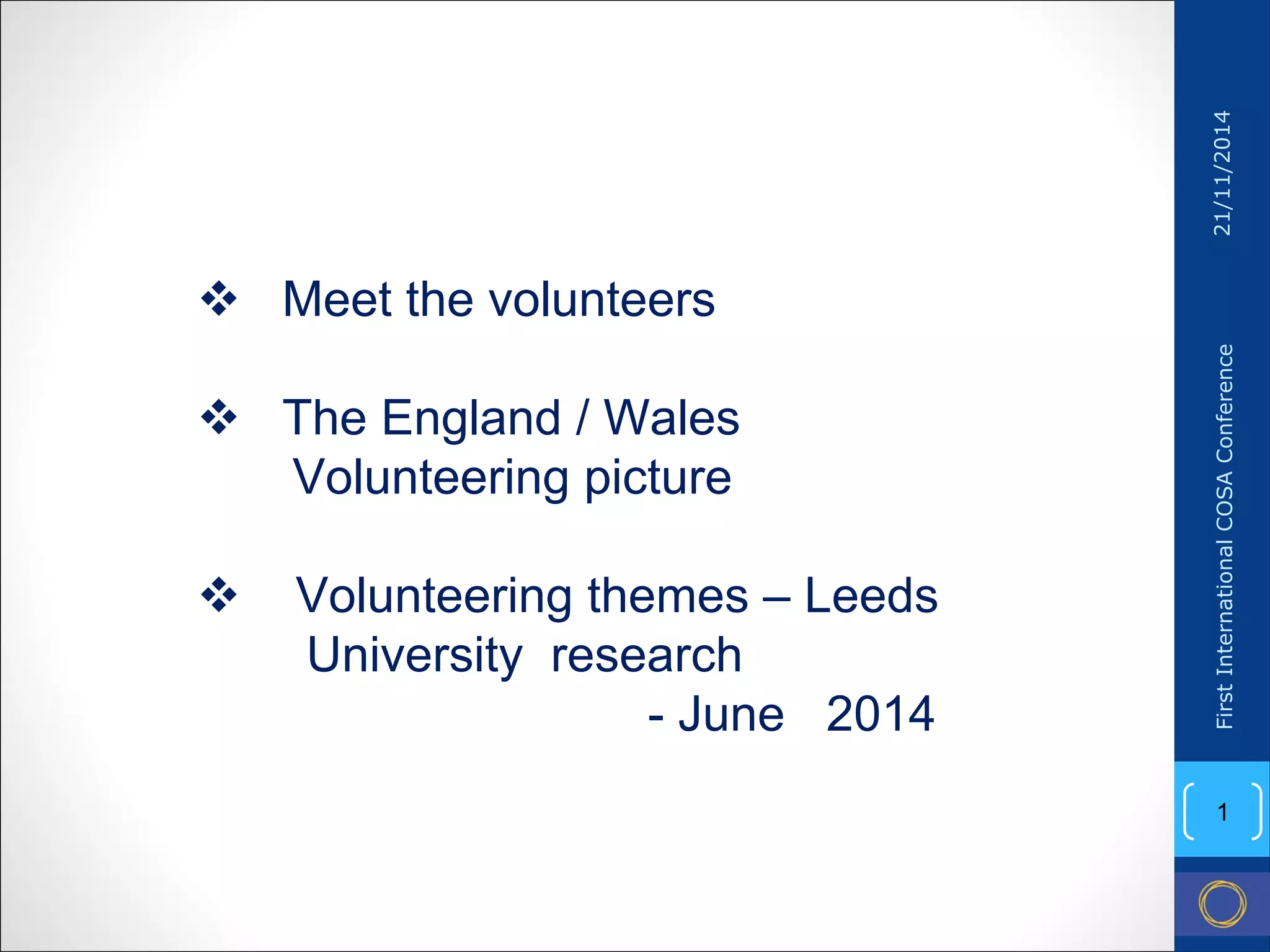 Friday Plenary. The volunteer experience. Stephen Hanvey | PPT