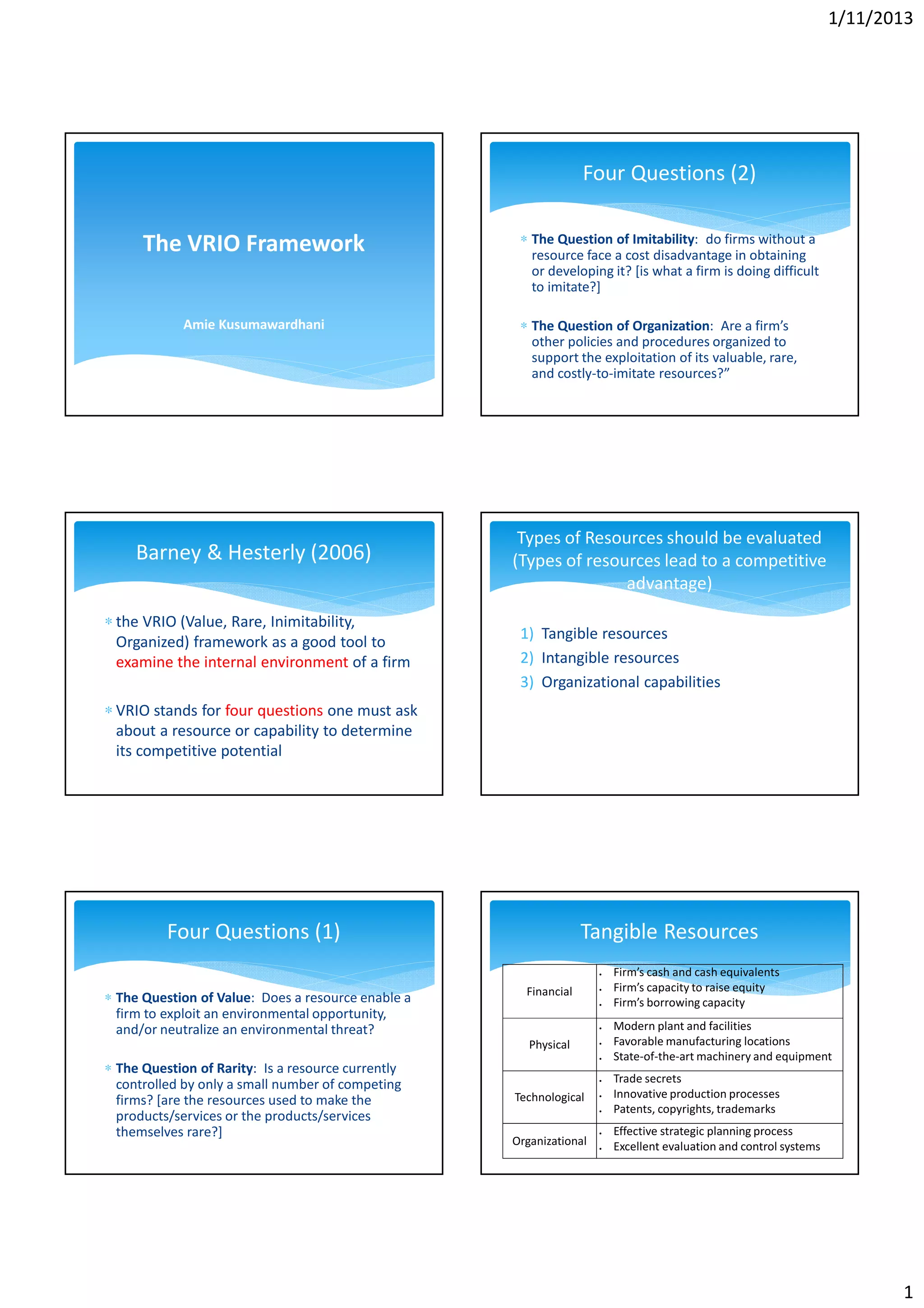 The vrio framework in English | PDF