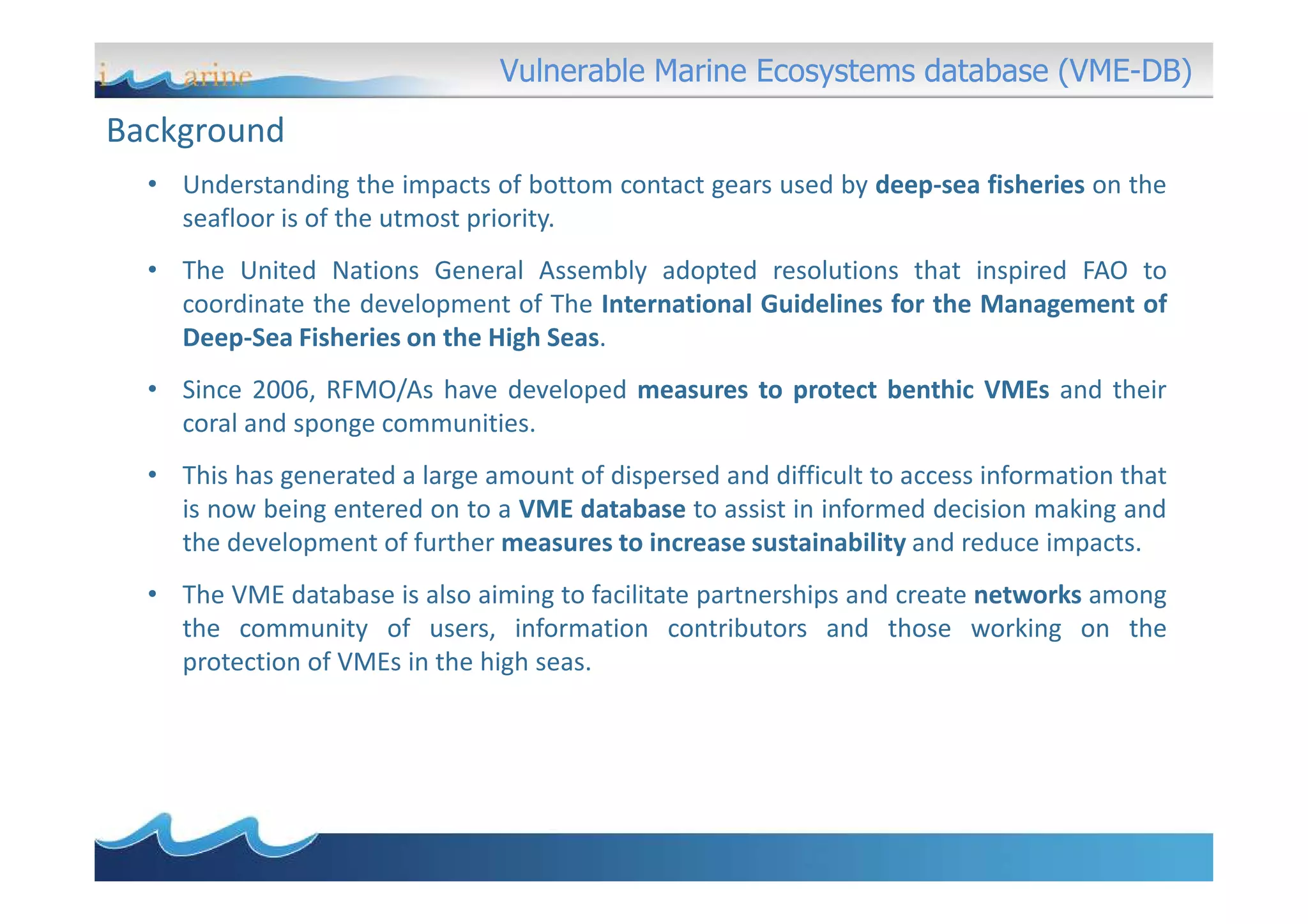 The vulnerable marine ecosystems (VME DB) factsheet workflow | PDF