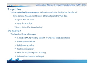 The vulnerable marine ecosystems (VME DB) factsheet workflow | PPT