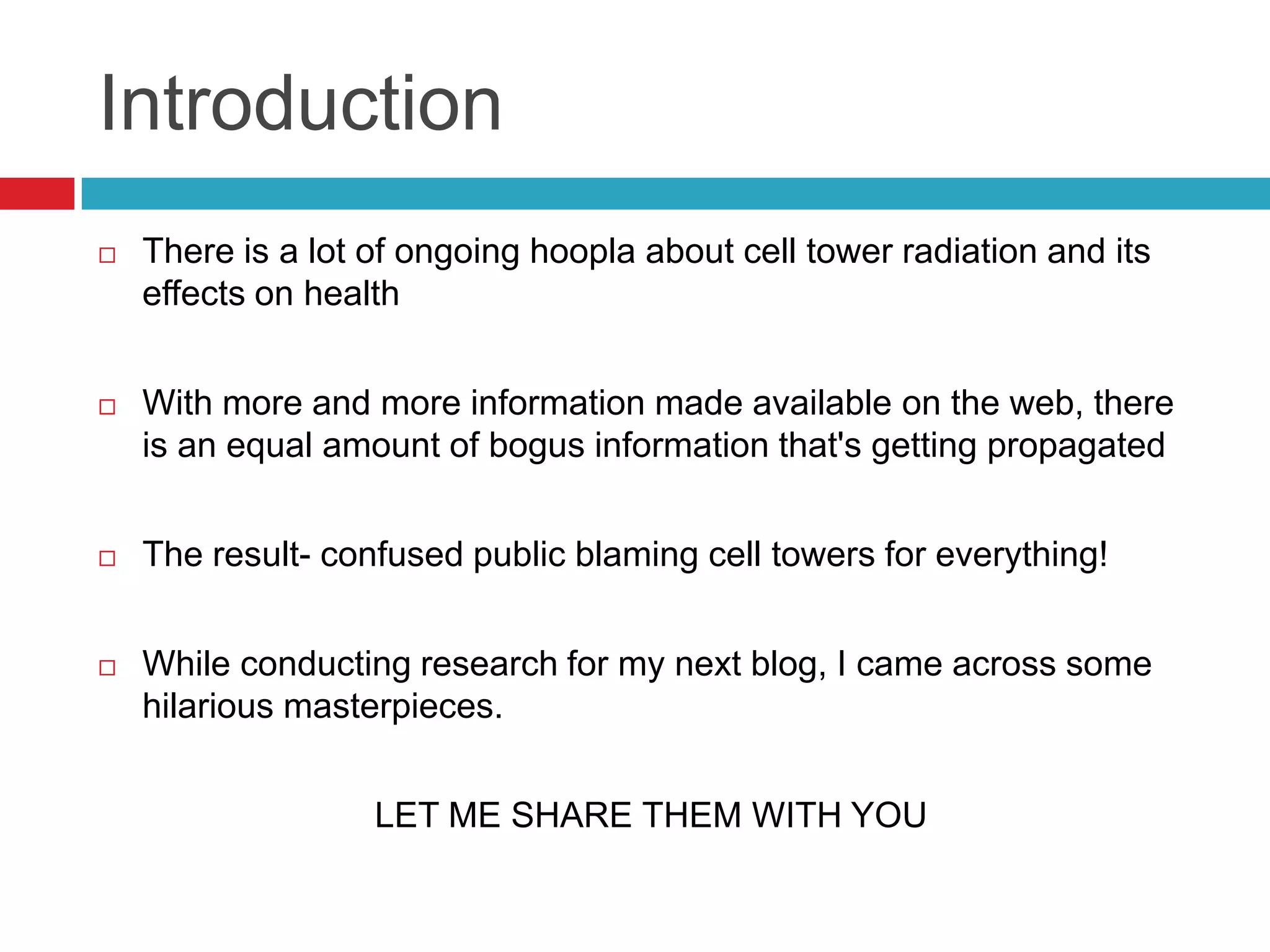 The wackiest cell tower radiation myths | PPTX | Biological Sciences ...