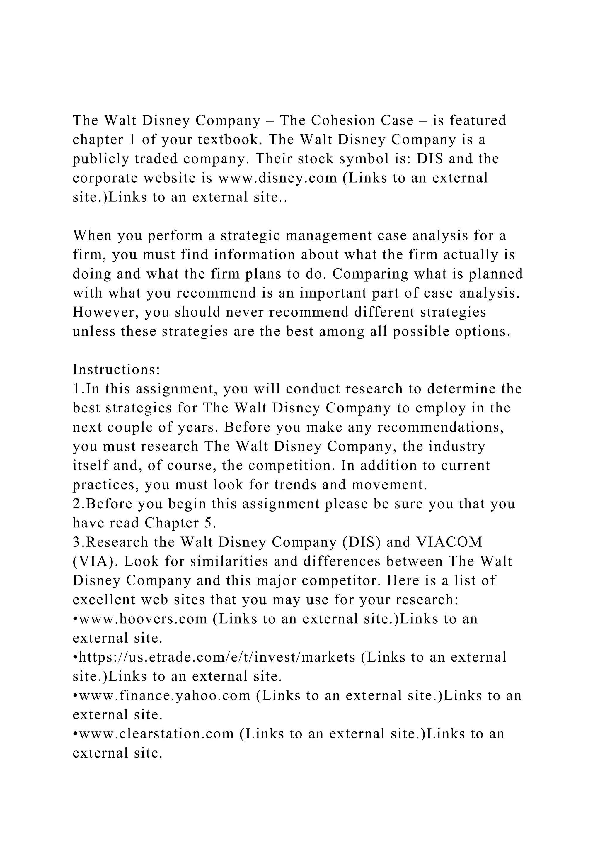 The Walt Disney Company – The Cohesion Case – is featured chapter .docx