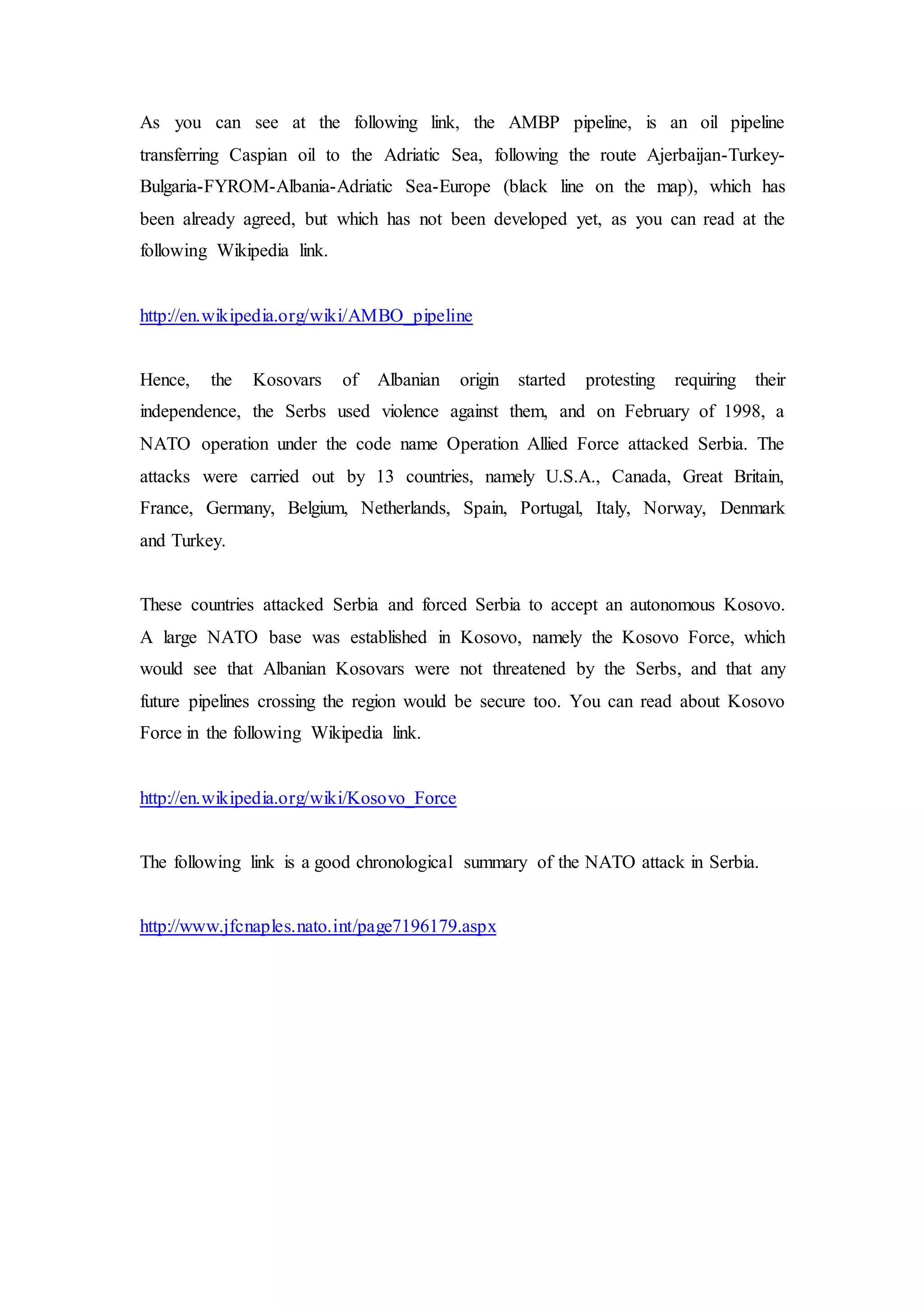 The AMBO Pipeline and the War in Yugoslavia | DOC