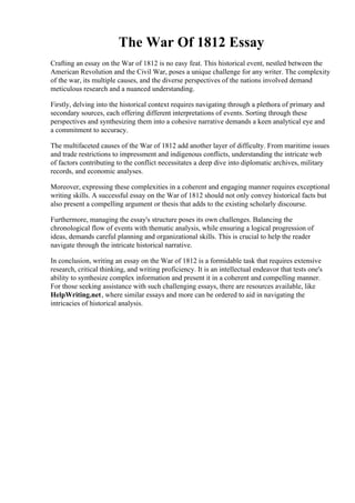 The War Of 1812 Essay | PDF