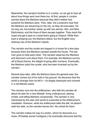 The war of the worlds novel summary | DOCX