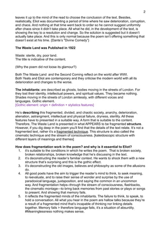 Notes: The Waste Land (part one&two) | PDF