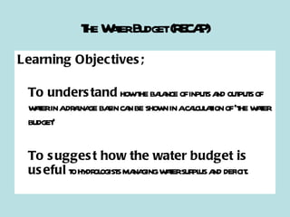 The water budget | PPT
