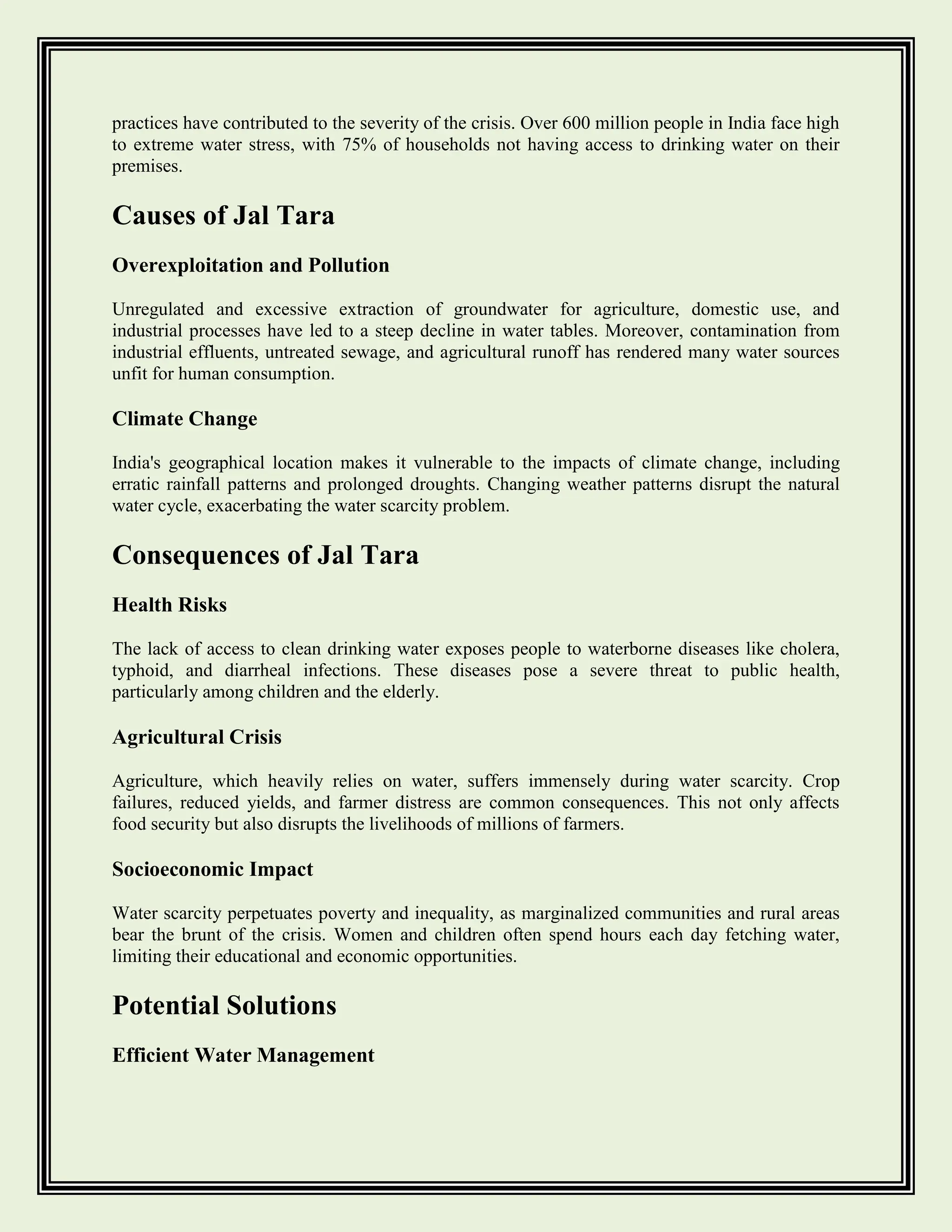 The Water Crisis in India | PDF | Water Services | Home Utilities