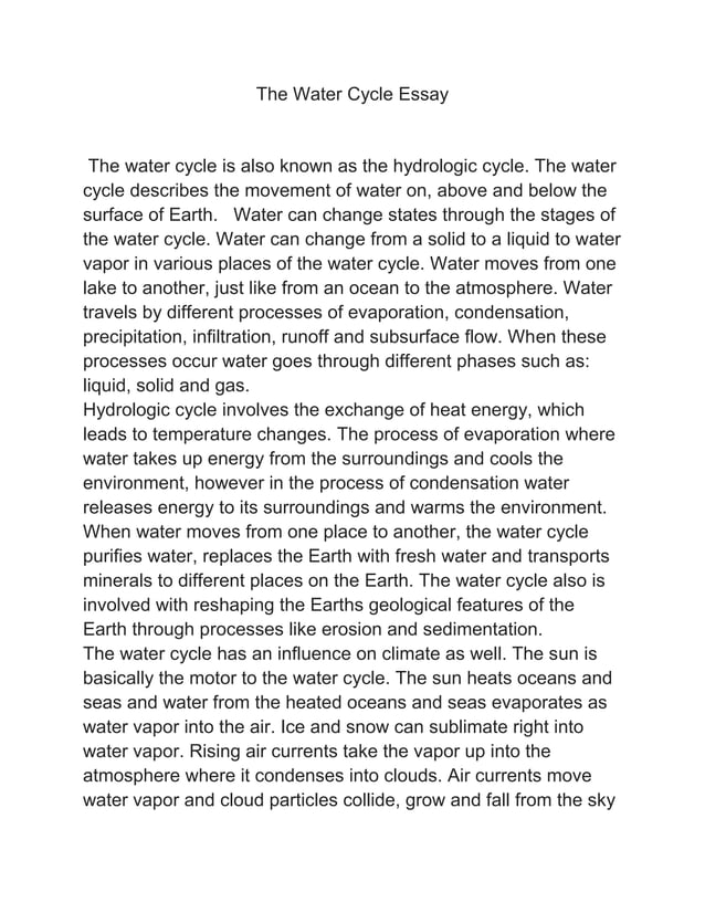 The water cycle essay raylin strickland | DOCX | Geology | Science