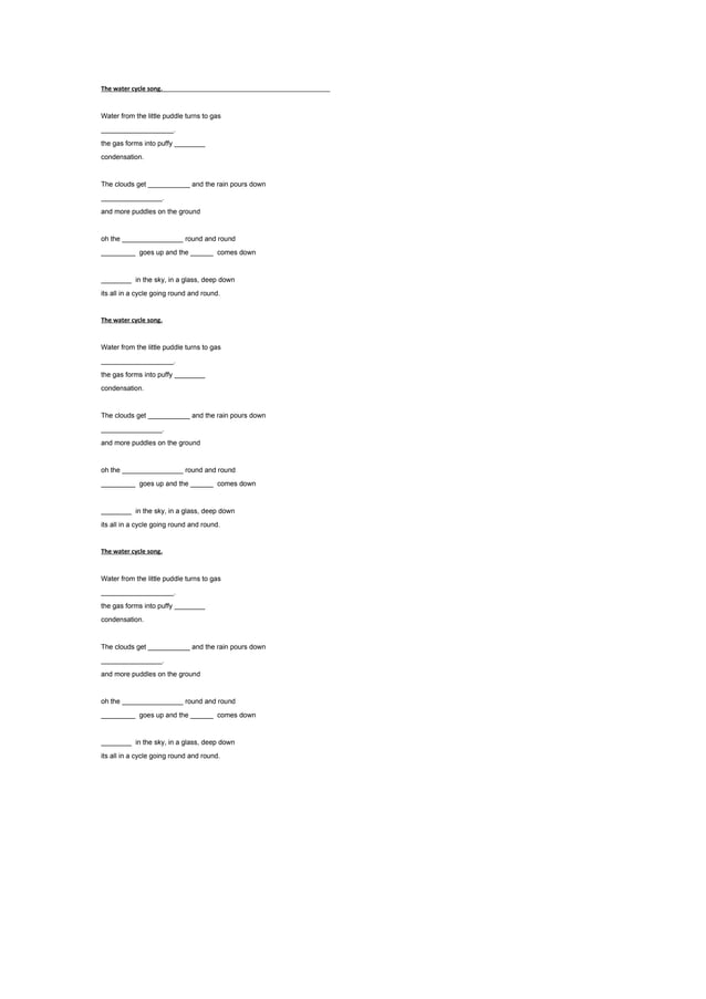 The water cycle song lyrics | DOC