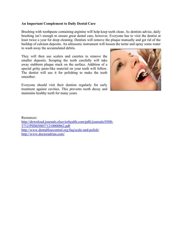 The Way to Dental Health: Arginine-Containing Toothpaste and Deep Teeth ...