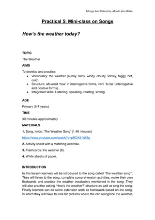 Lesson plan: The Weather | PDF