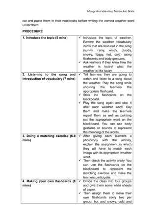 Lesson plan: The Weather | PDF
