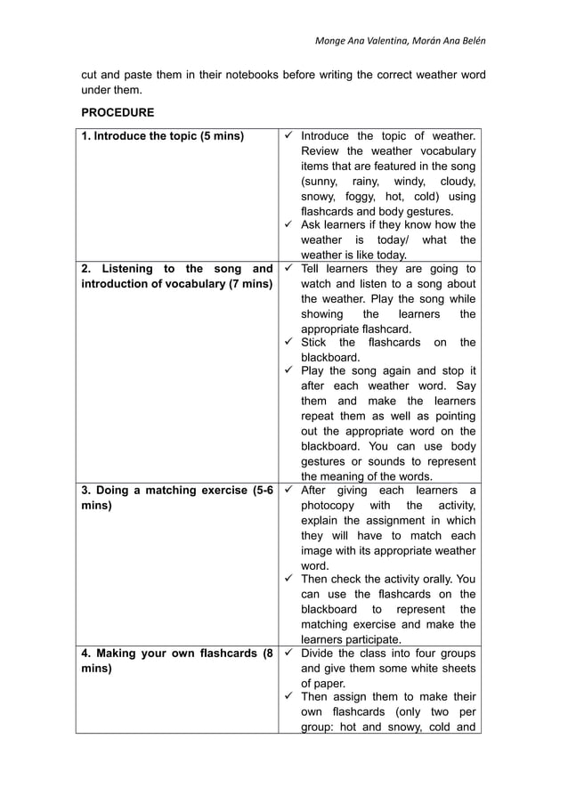 Lesson plan: The Weather | PDF