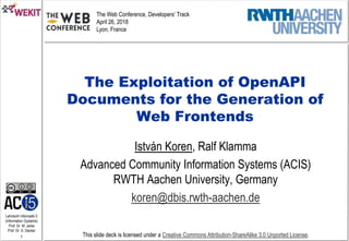 The Exploitation of OpenAPI Documents for the Generation of Web ...