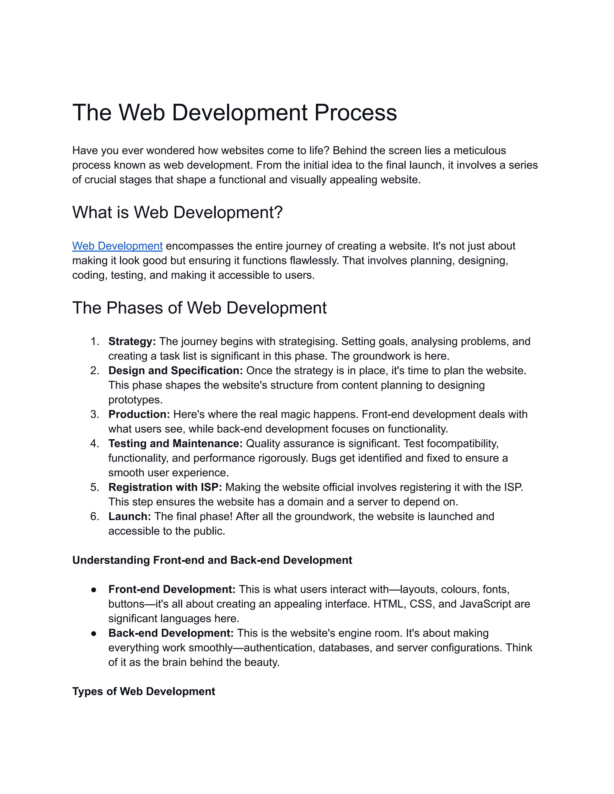 The Web Development Process -Singsys Blog | PDF