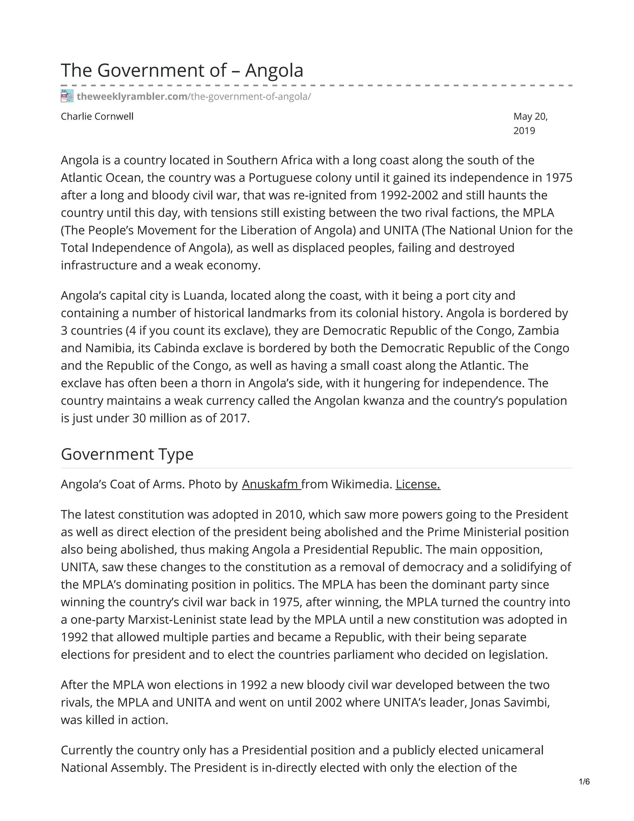 The Government of Angola | PDF