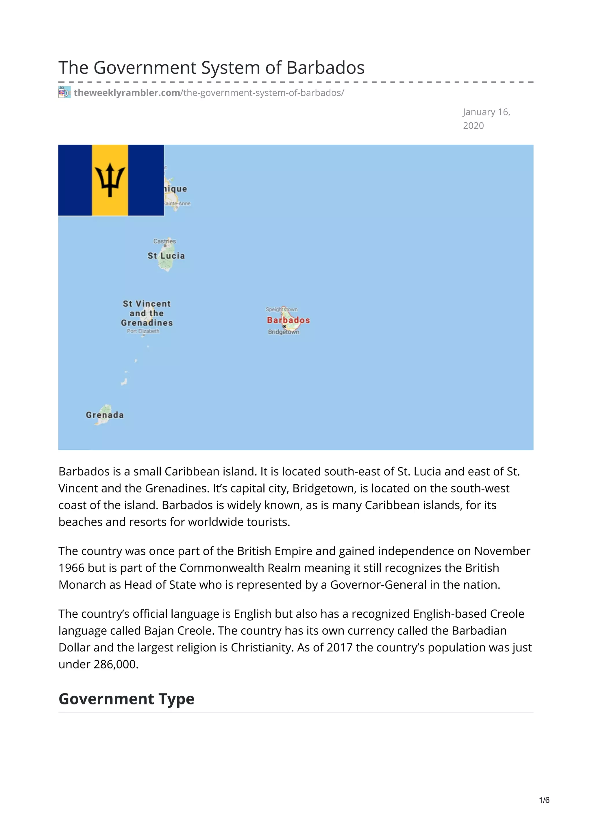 The Government System of Barbados | PDF