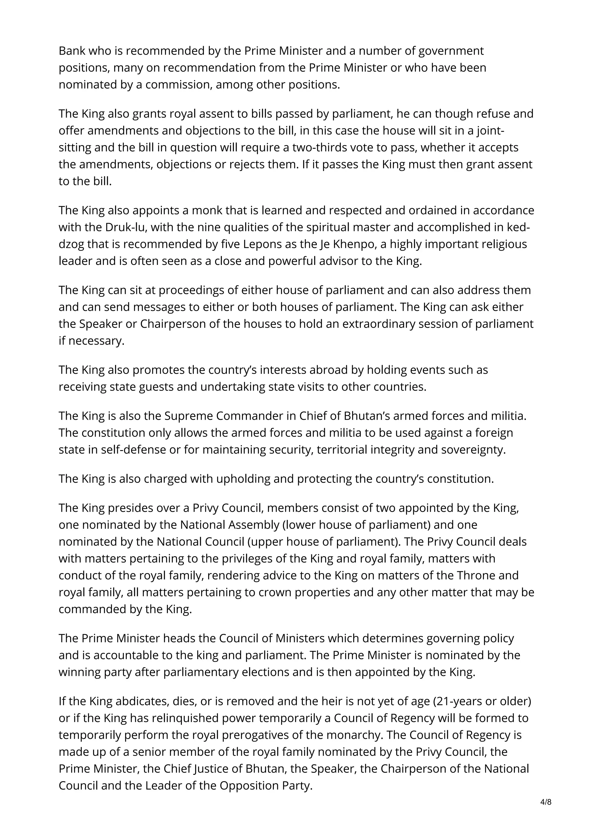 The Government System of Bhutan | PDF