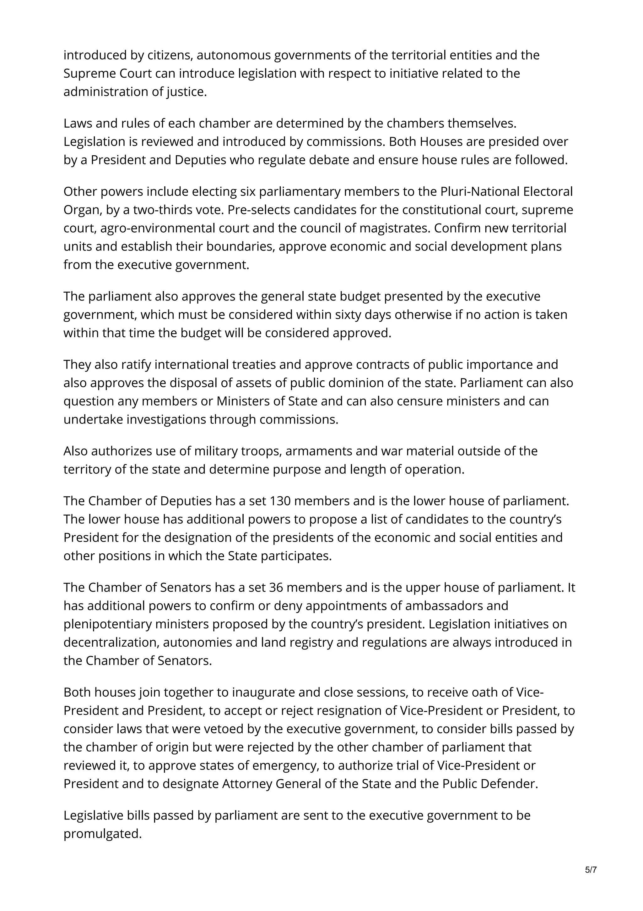 The Government System of Bolivia | PDF