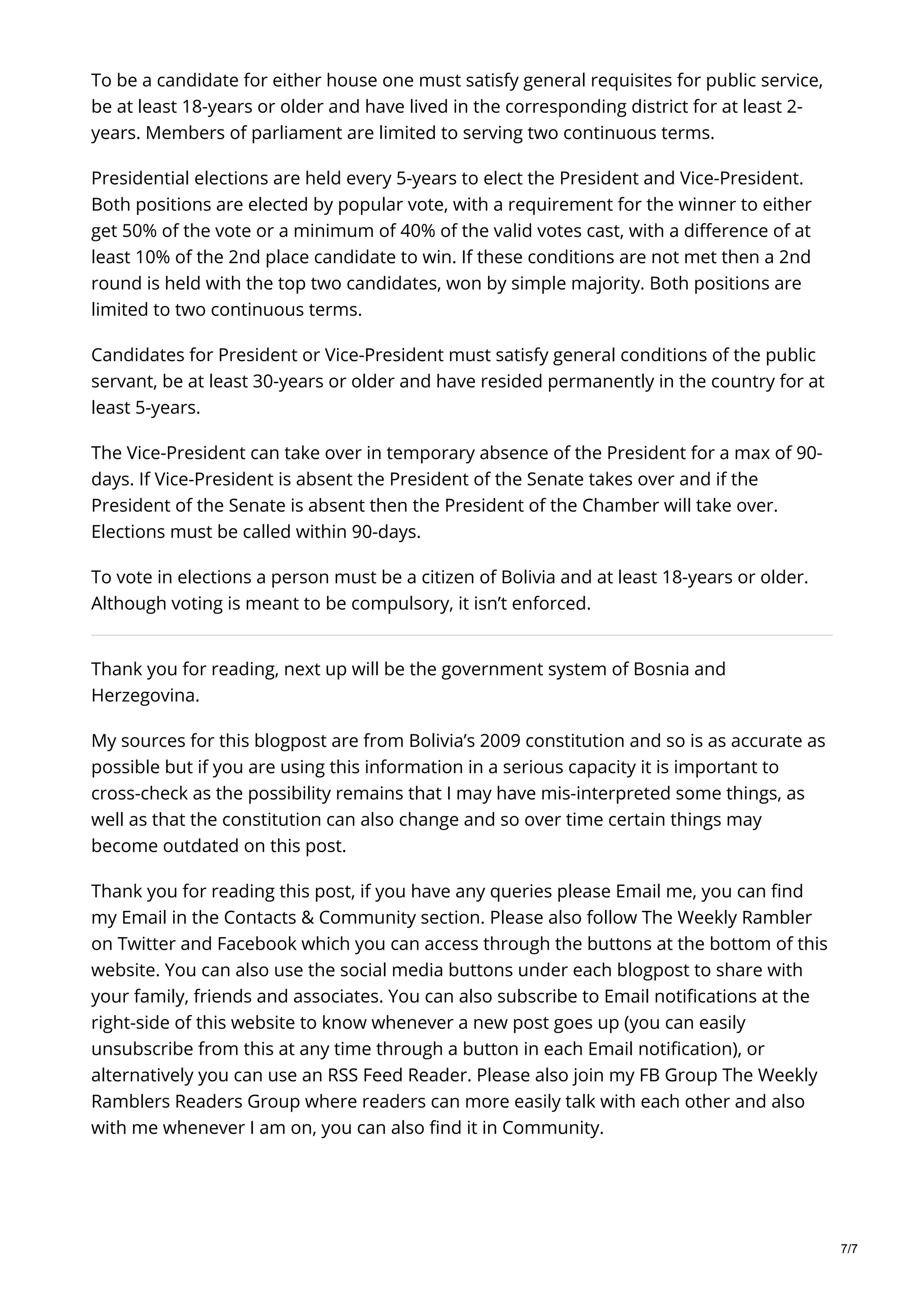 The Government System of Bolivia | PDF