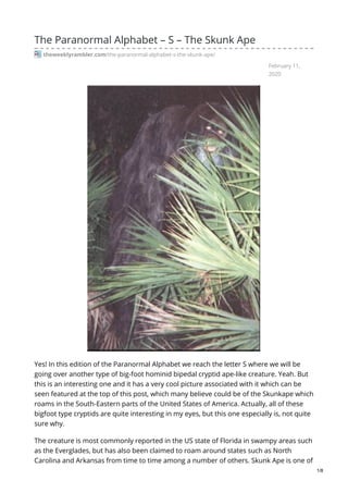 The Paranormal Alphabet S The Skunk Ape | PDF