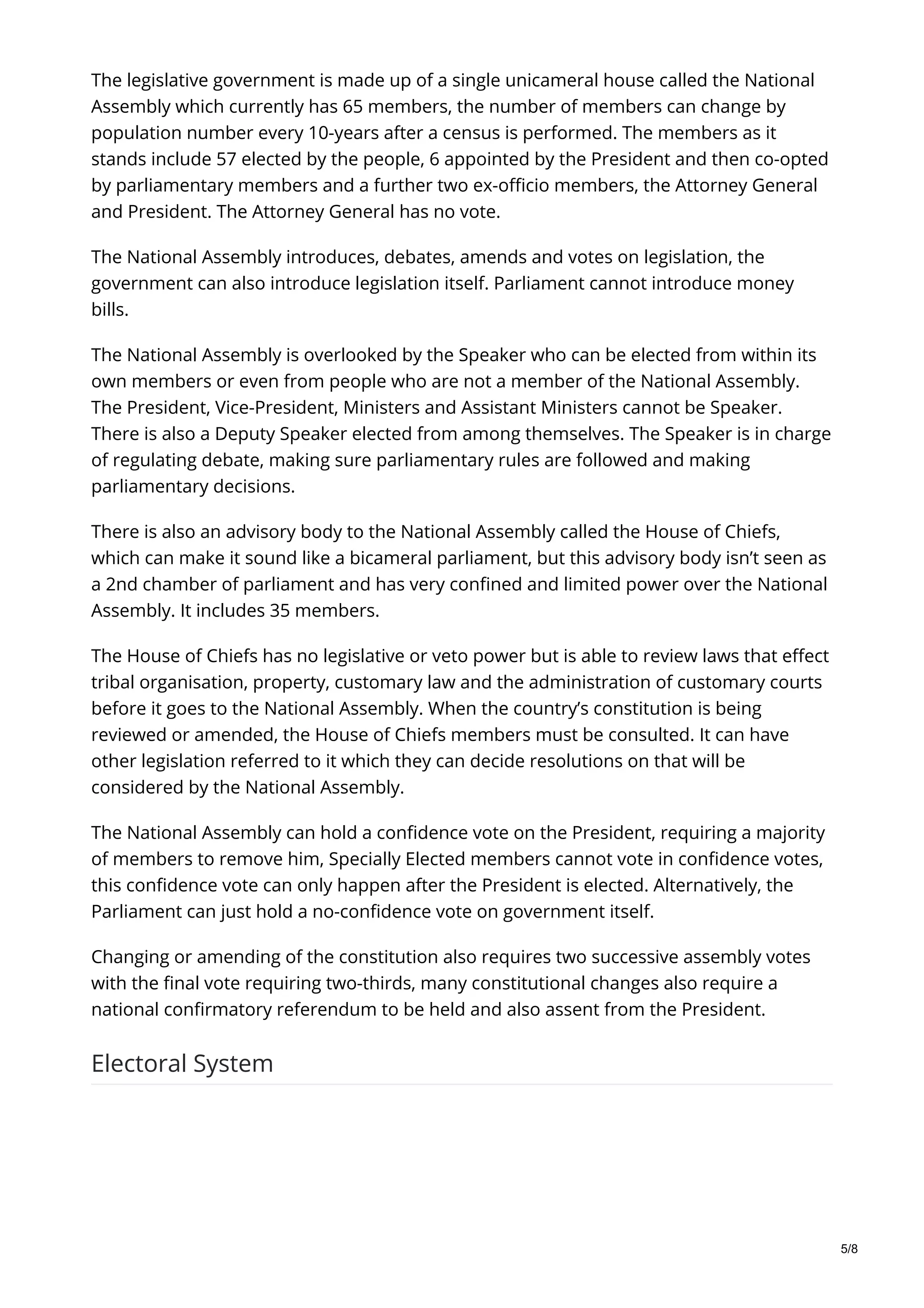 The Government System of Botswana | PDF